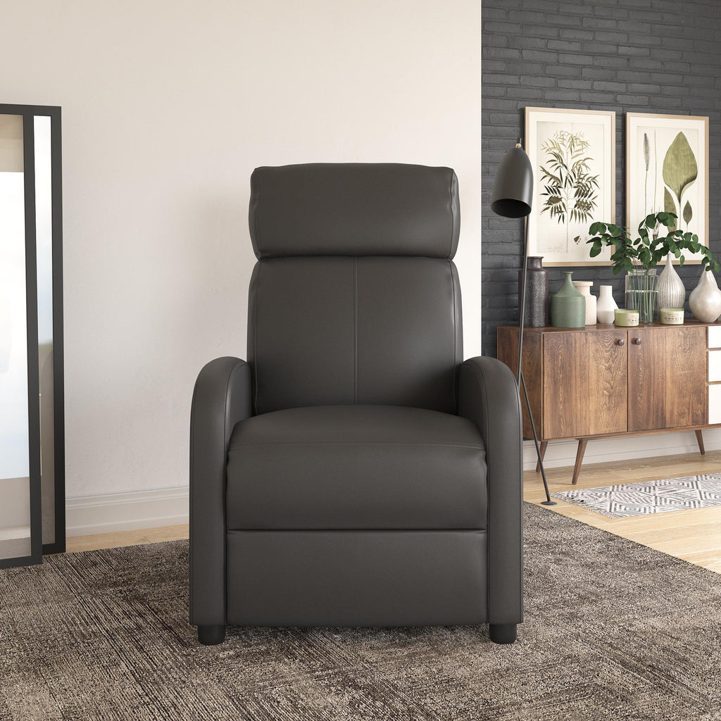DHP Moby Pushback Recliner Chair, Gray Faux Leather – Dorel Home