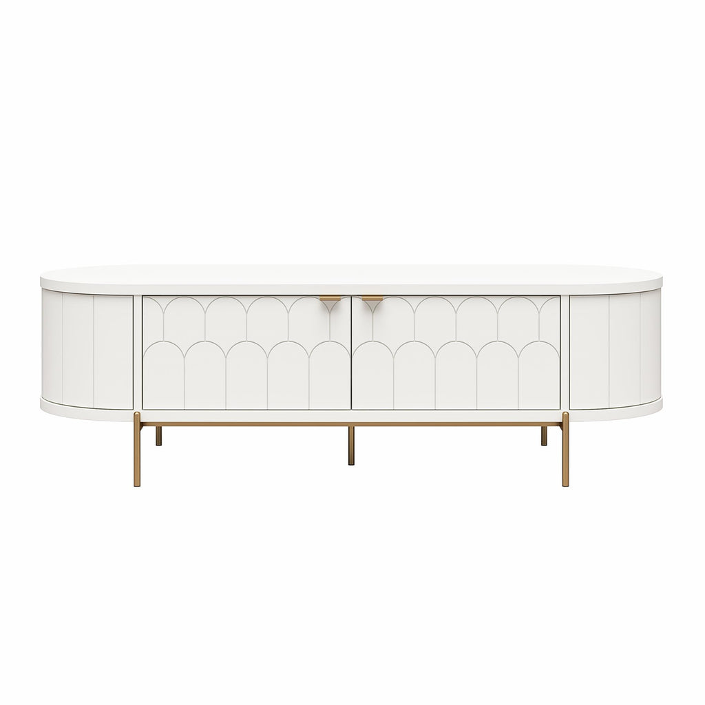 Anastasia Modern Scalloped Oval TV Stand for TVs up to 65", White and ...