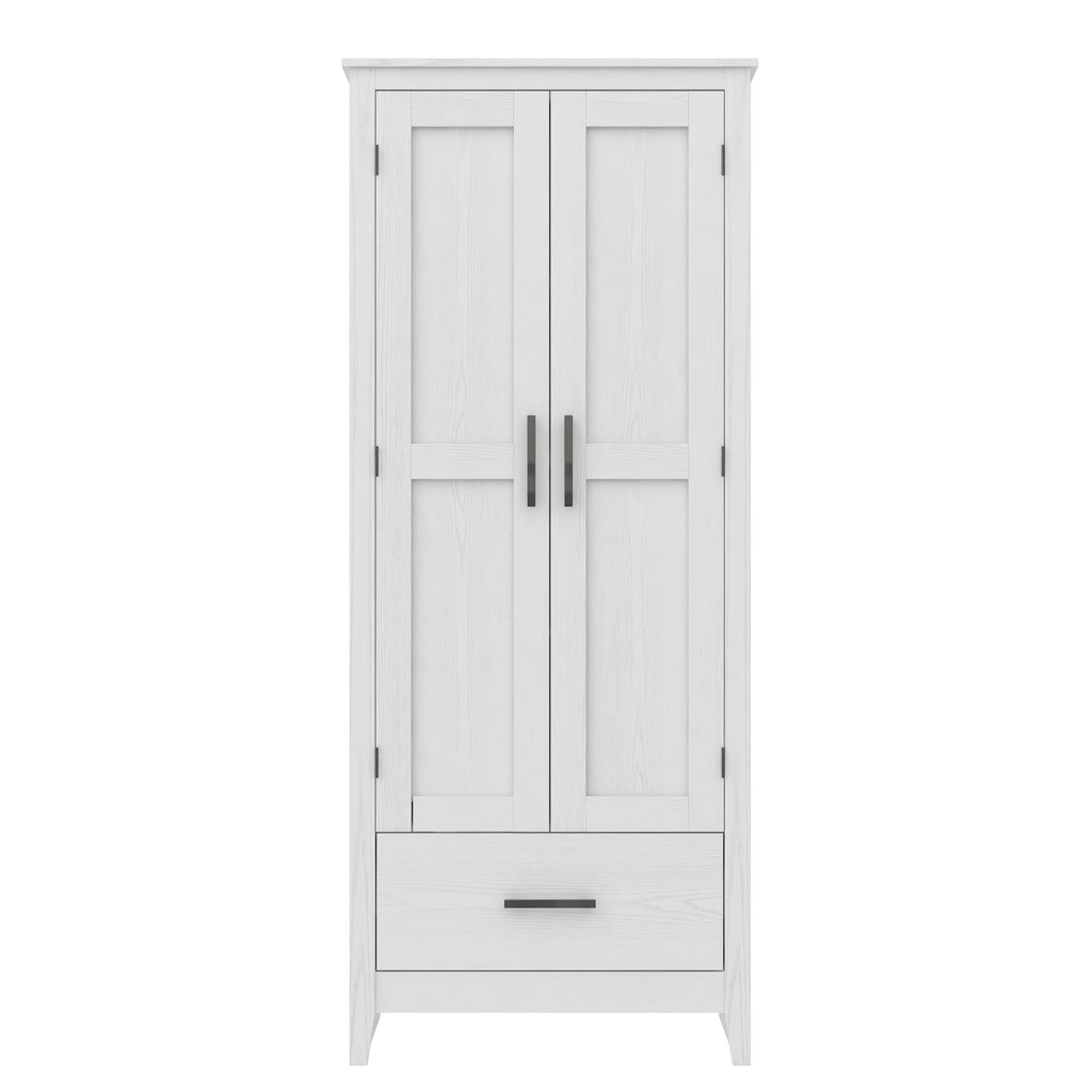 Farmhouse 2-Door, 1-Drawer Storage Cabinet, White – Dorel Home